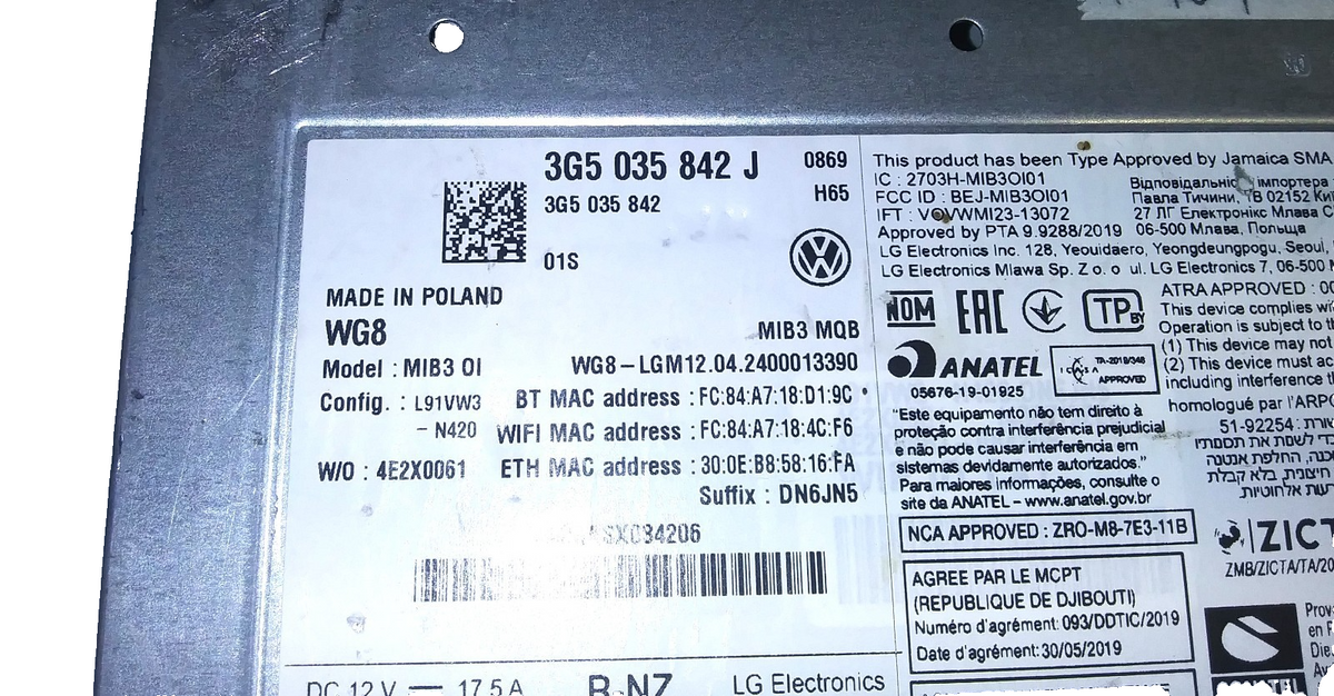3G5 035 842 J gps navigation control module 2024 VW Taos | Swan Auto